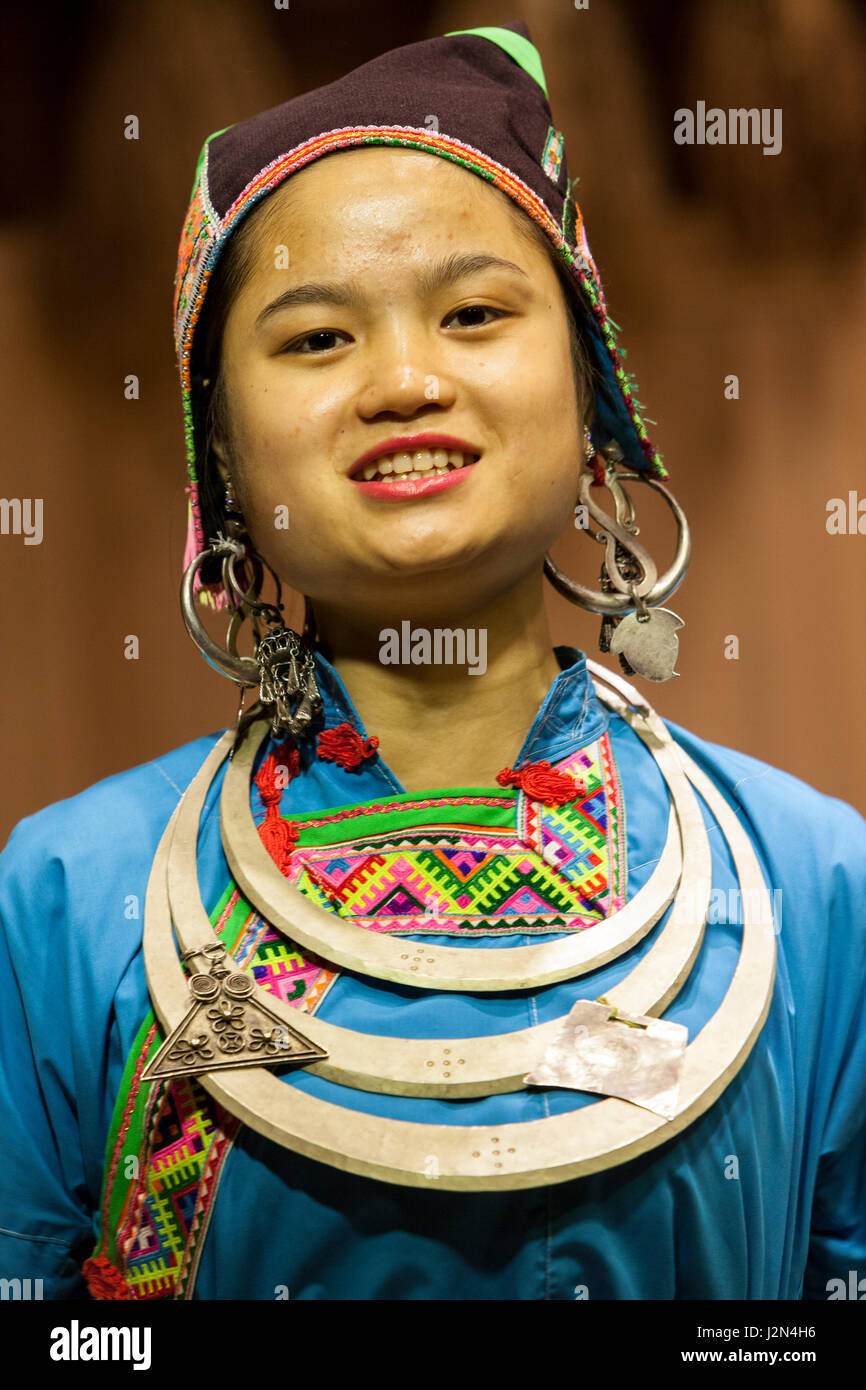 Zhaoxing, Guizhou, China. Young Woman of the Dong Ethnic Minority in a ...