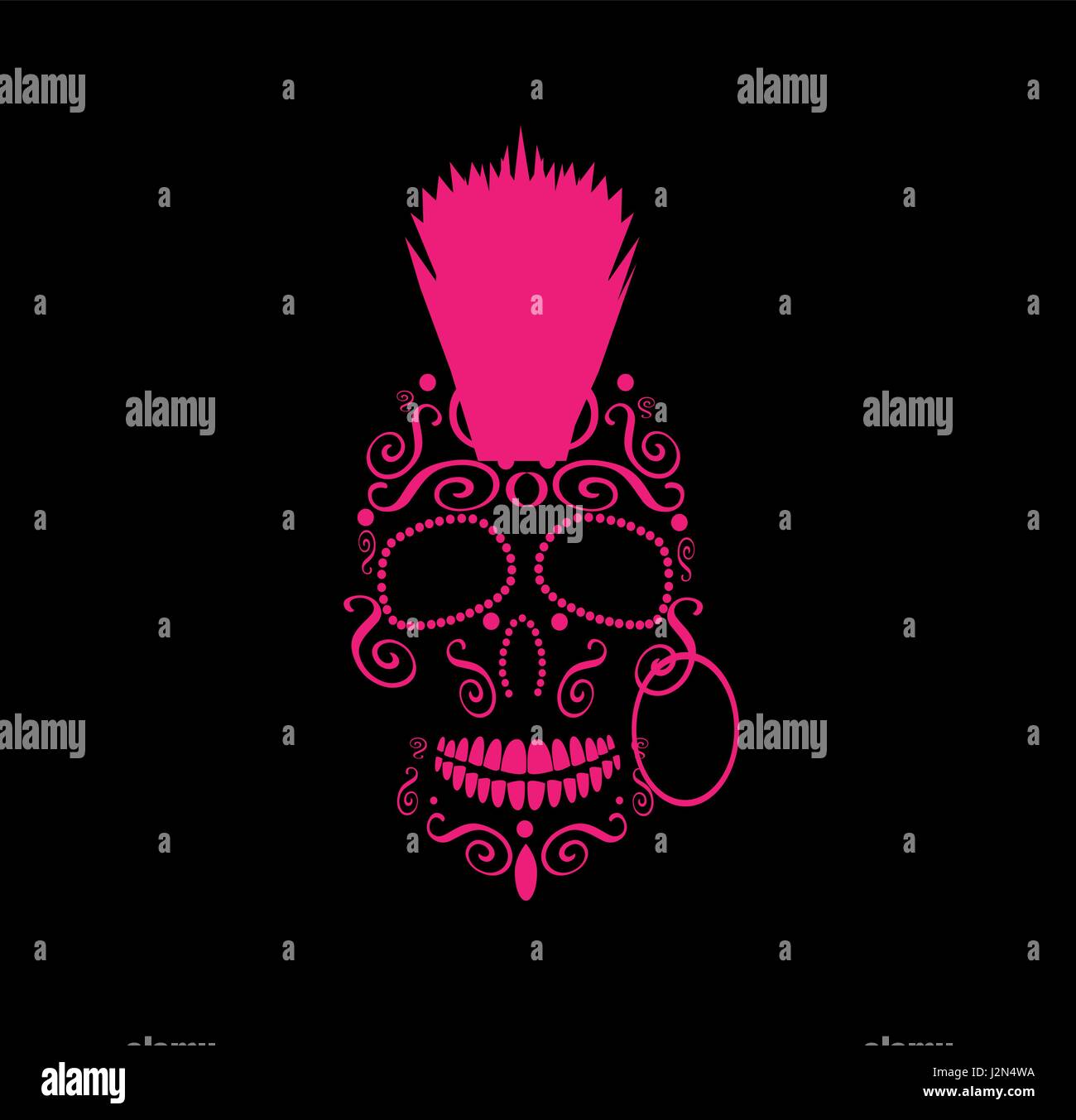 Skull vector with mohawk Stock Vector Image & Art - Alamy