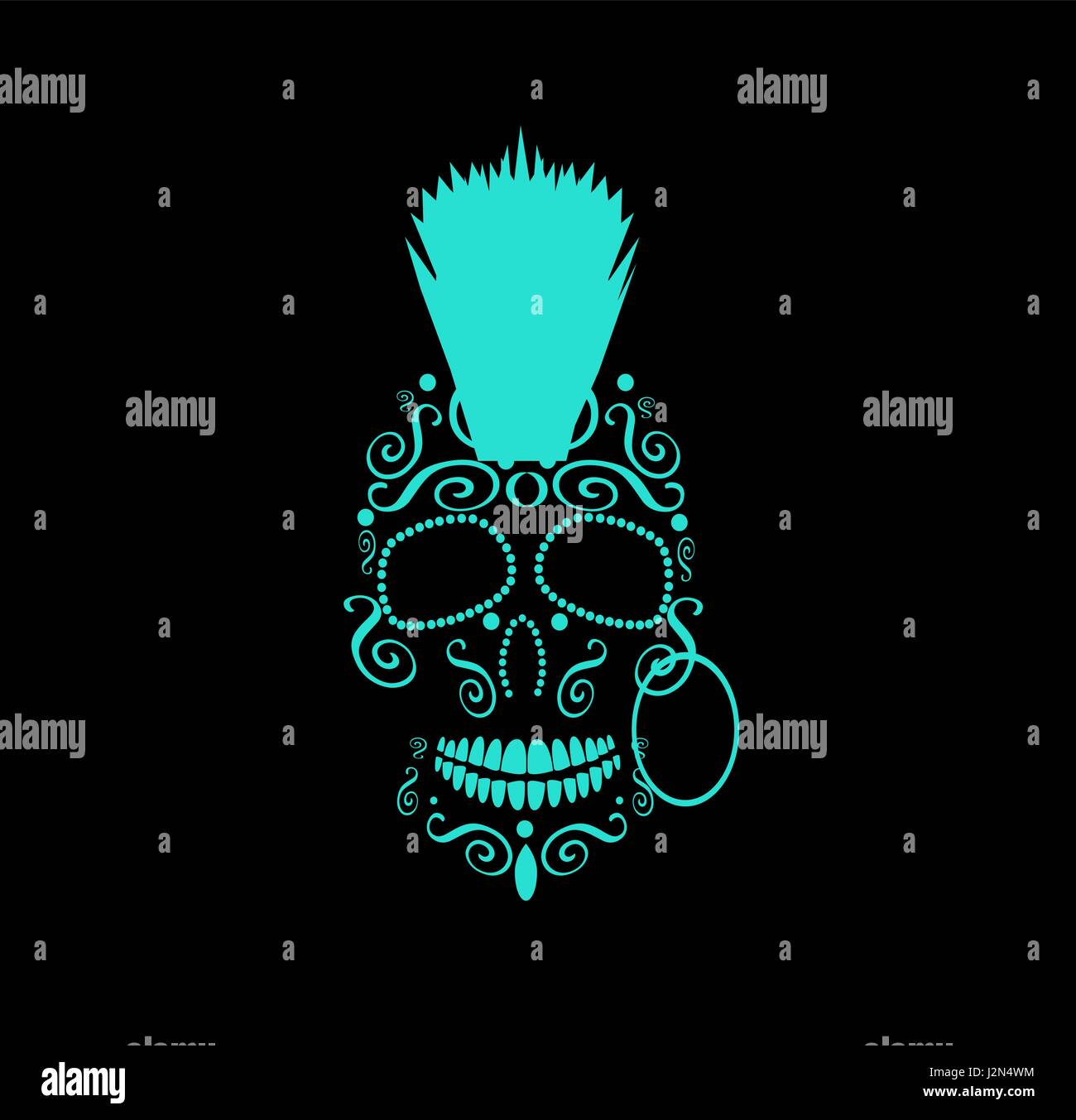 Skull vector with mohawk Stock Vector Image & Art - Alamy