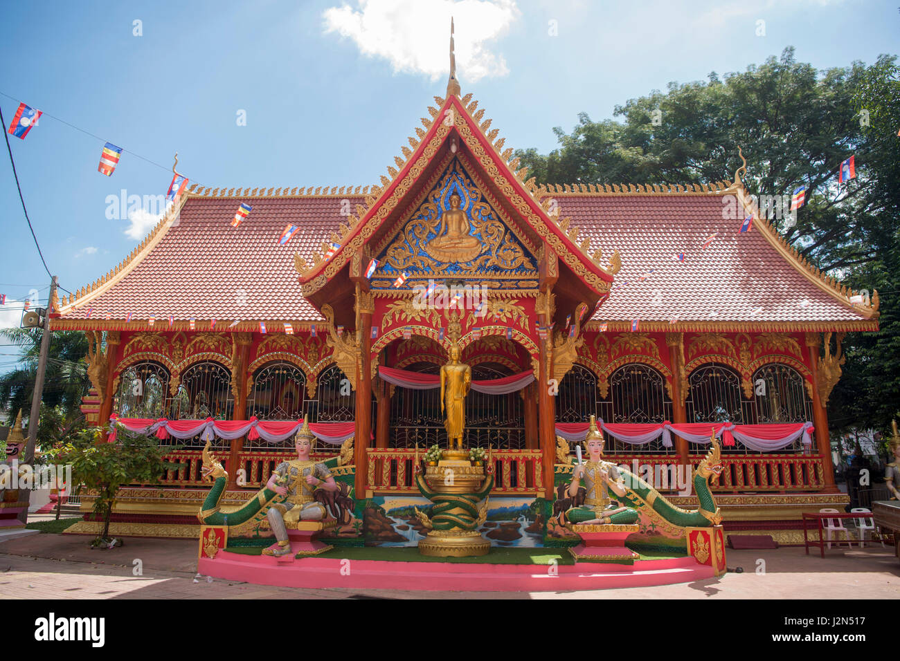 the Wat Si Muang Temple in the city of vientiane in Laos in the ...