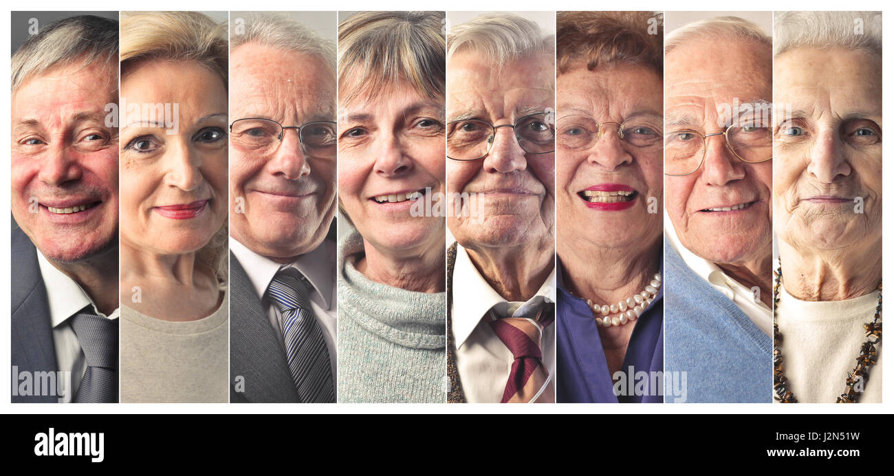 Collage of 8 old people Stock Photo - Alamy