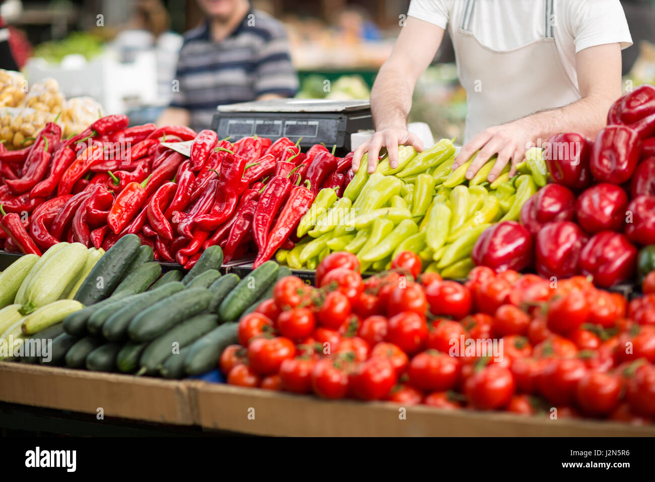 Healthy stall with fresh vegetable at street market Stock Photo - Alamy