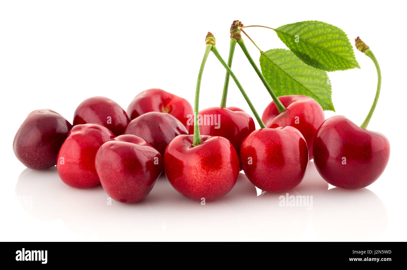Fresh cherry isolated on white background Stock Photo - Alamy