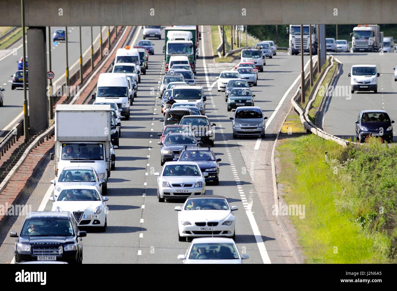 Traffic congestion on the City Bypass as seen from the bridge on the ...