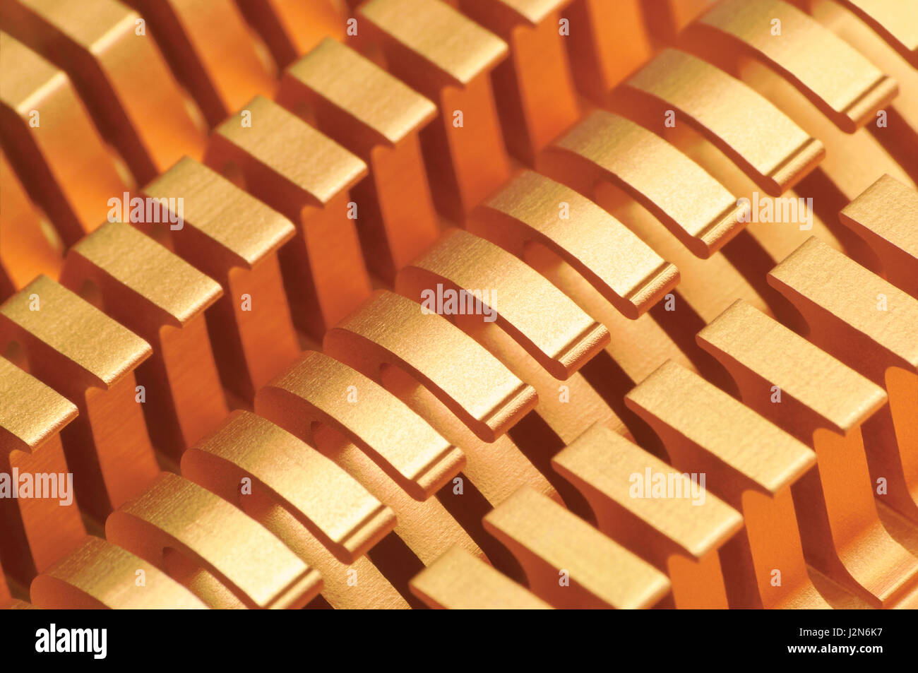 Copper CPU or GPU Cooler Heat Sink Macro Closeup, Large Detailed ...