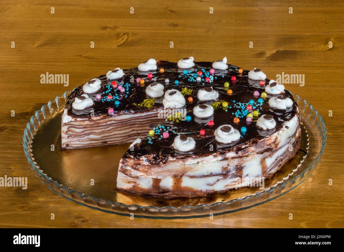Sliced thousand layers cake, famous French cake Stock Photo - Alamy