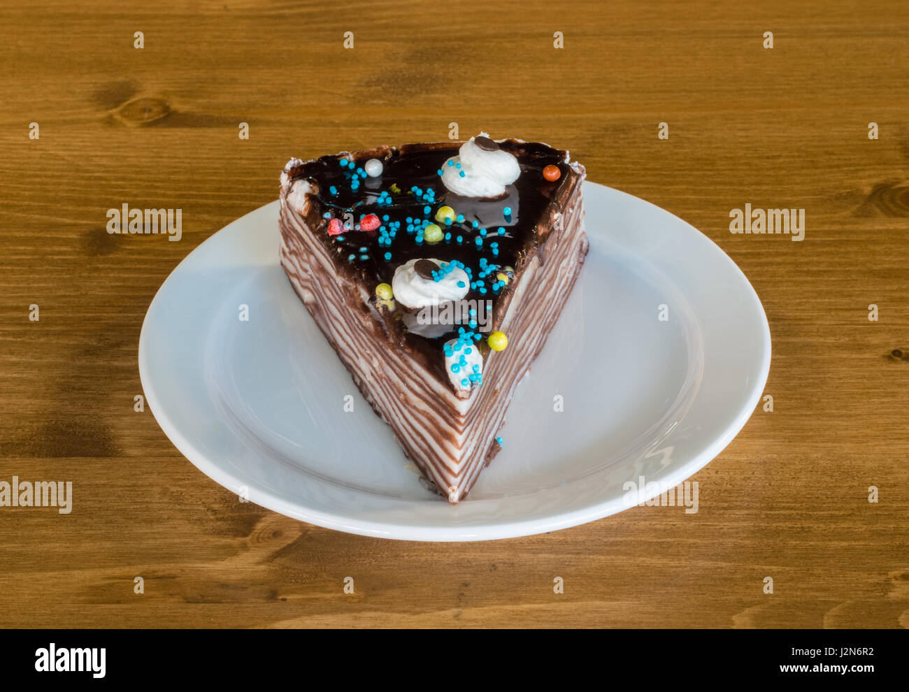 Slice of thousand layers cake, famous French cake Stock Photo - Alamy