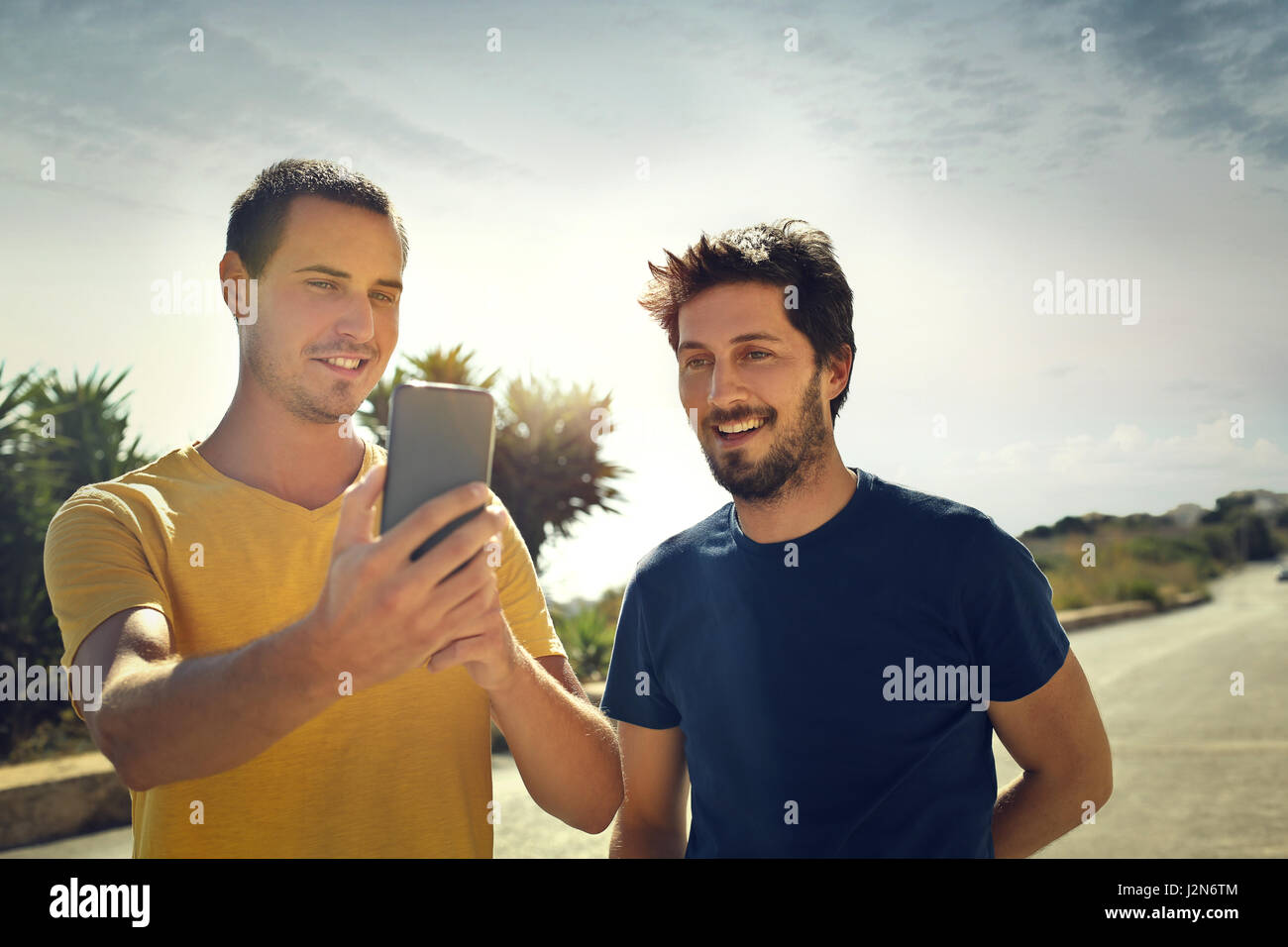 2 men taking a selfie Stock Photo - Alamy