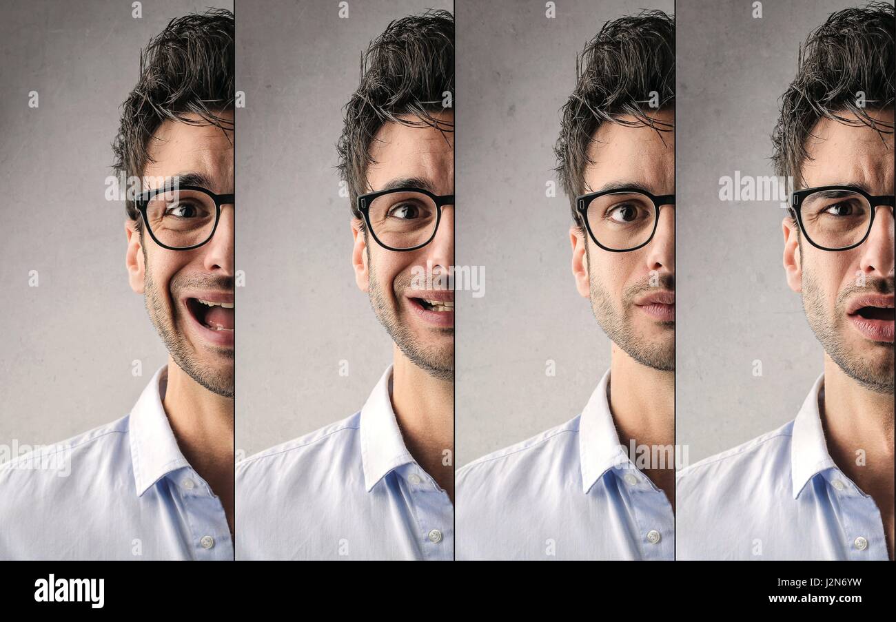 Handsome man in photo collage Stock Photo - Alamy