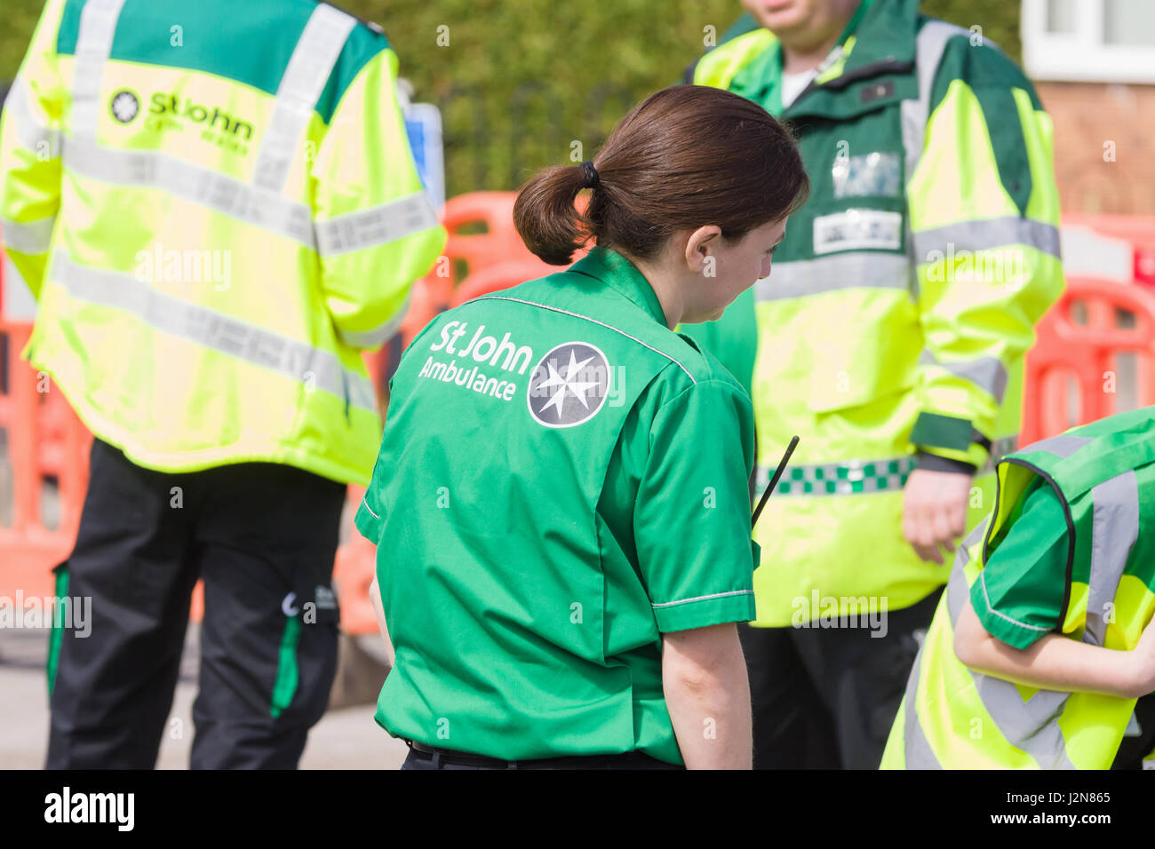 Volunteer members of Saint John Ambulance a charity made up of ...