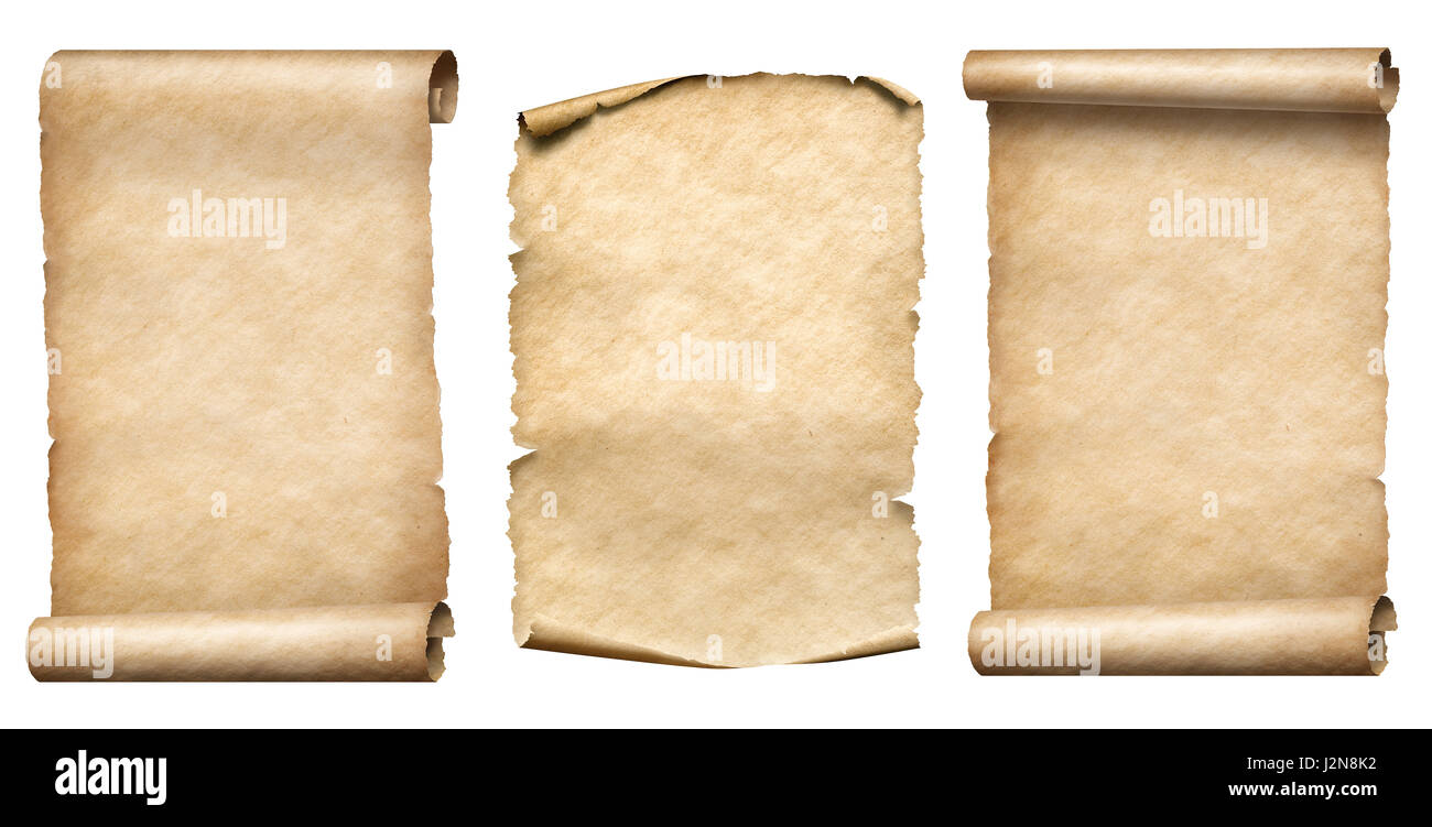 old paper scrolls or parchments realistc 3d illustration set Stock ...