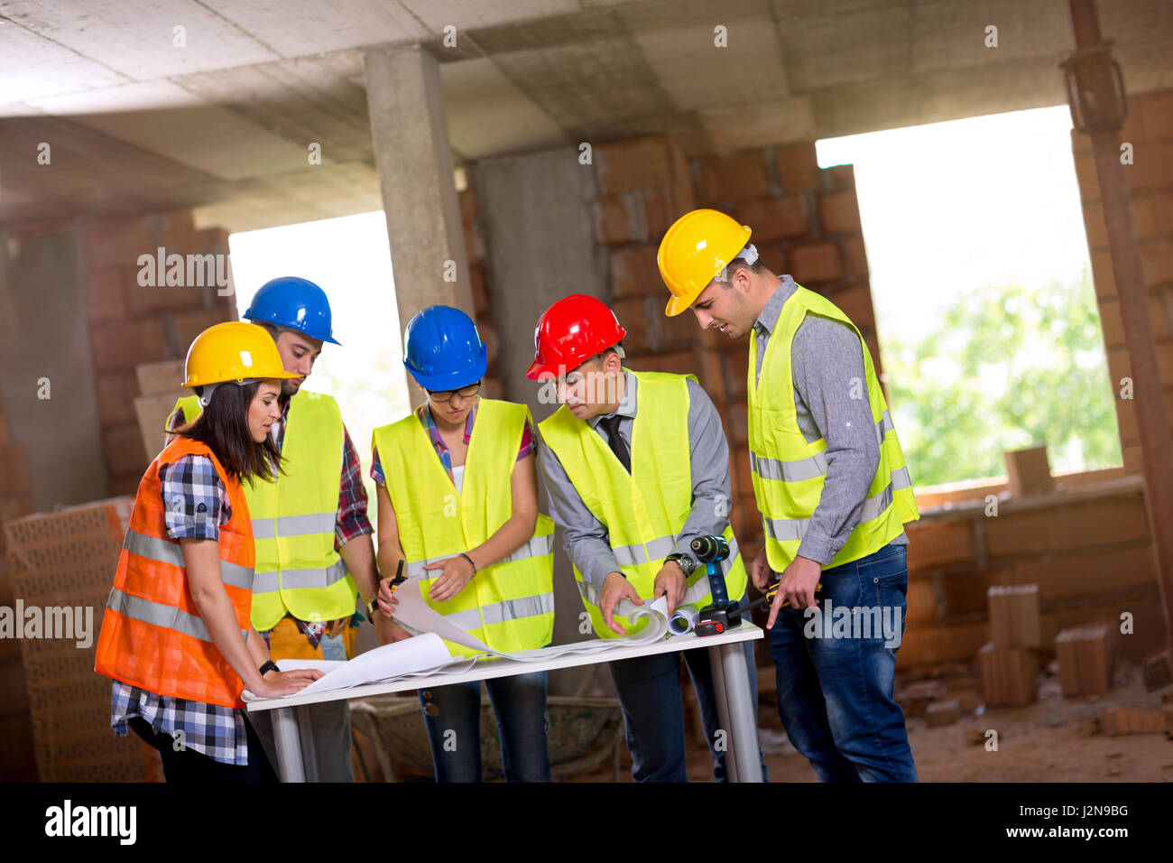 Group of engineers and architects working together Stock Photo - Alamy
