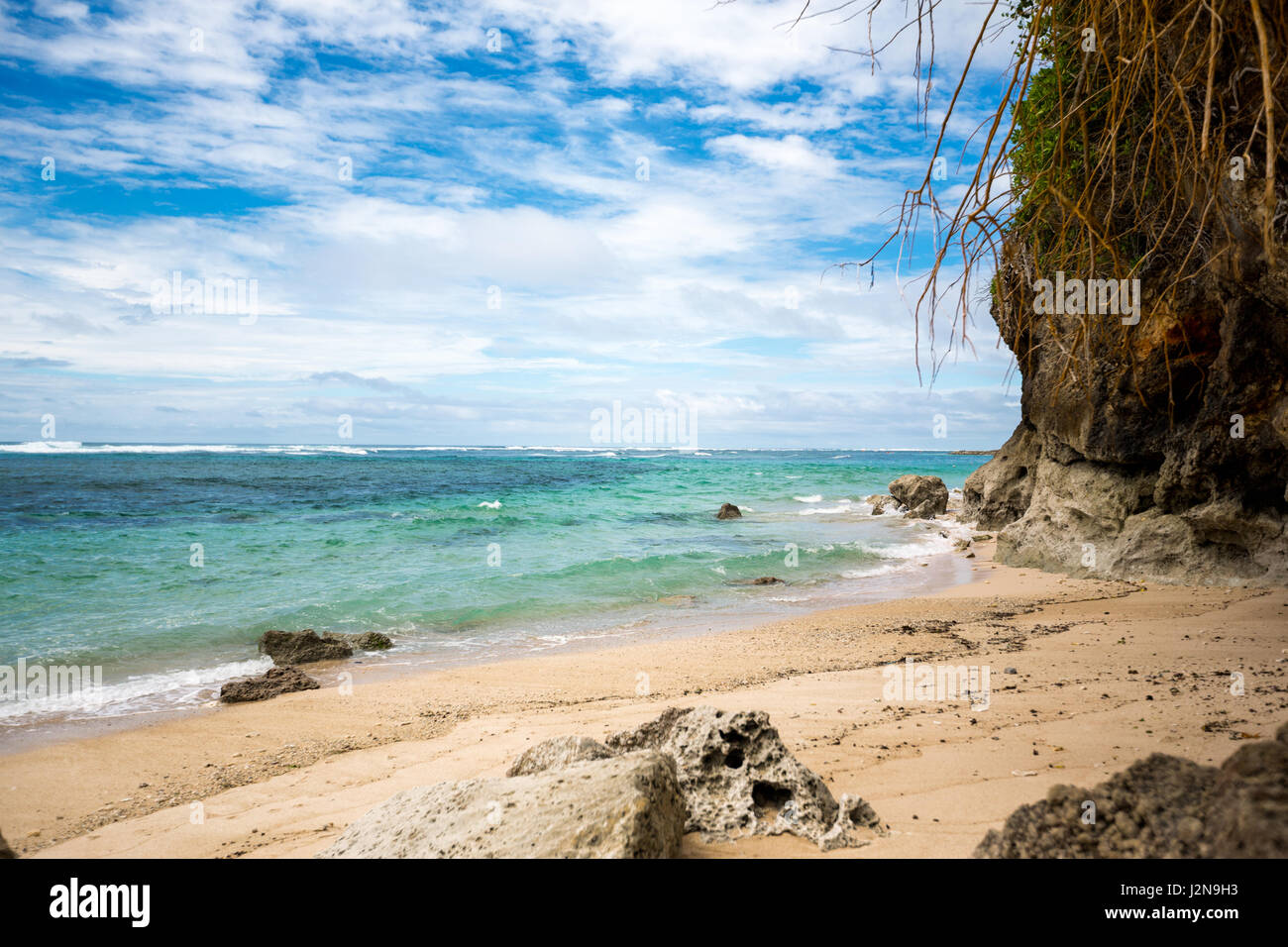 Tropical beach with transparent azure sea, beautiful bay Stock Photo ...