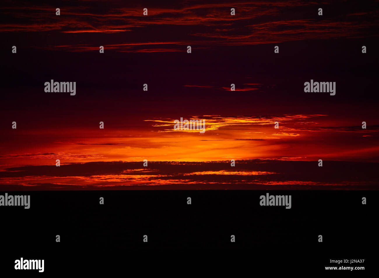 Beautiful sunset over ocean, nature background Stock Photo - Alamy