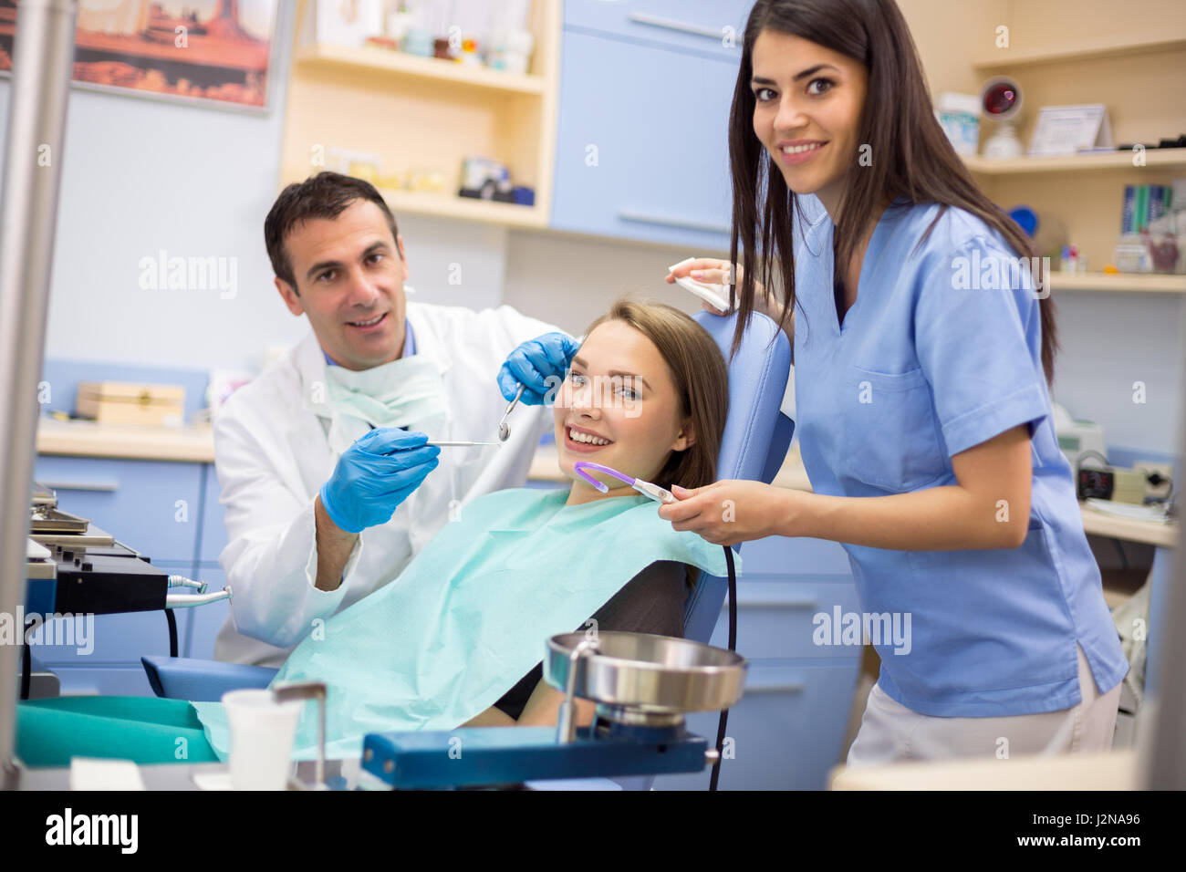 Girl at dentist in dentist clinic Stock Photo - Alamy