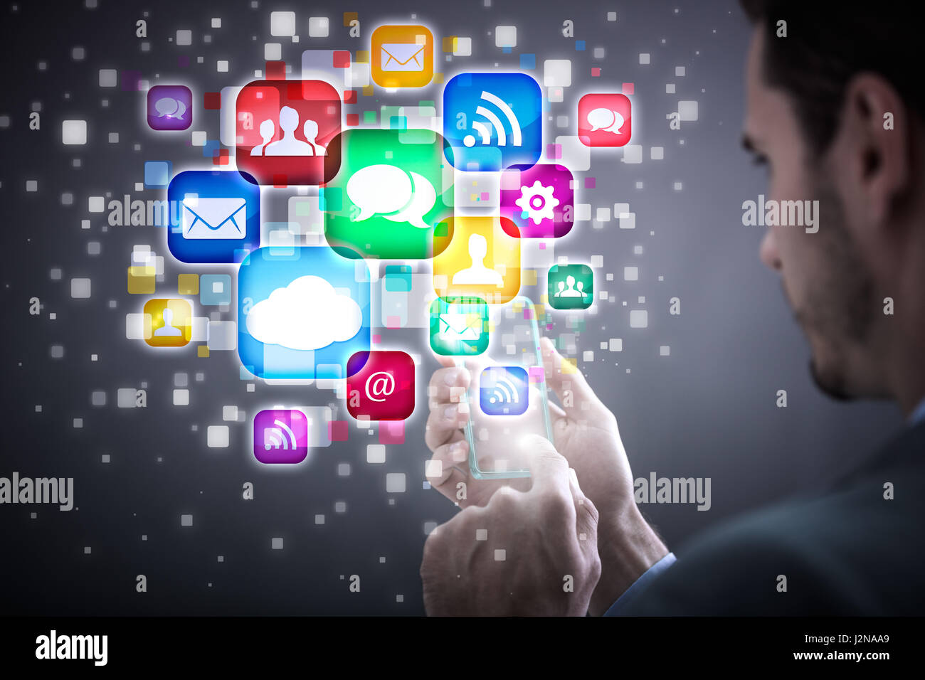 Social media icons phone display hi-res stock photography and images ...