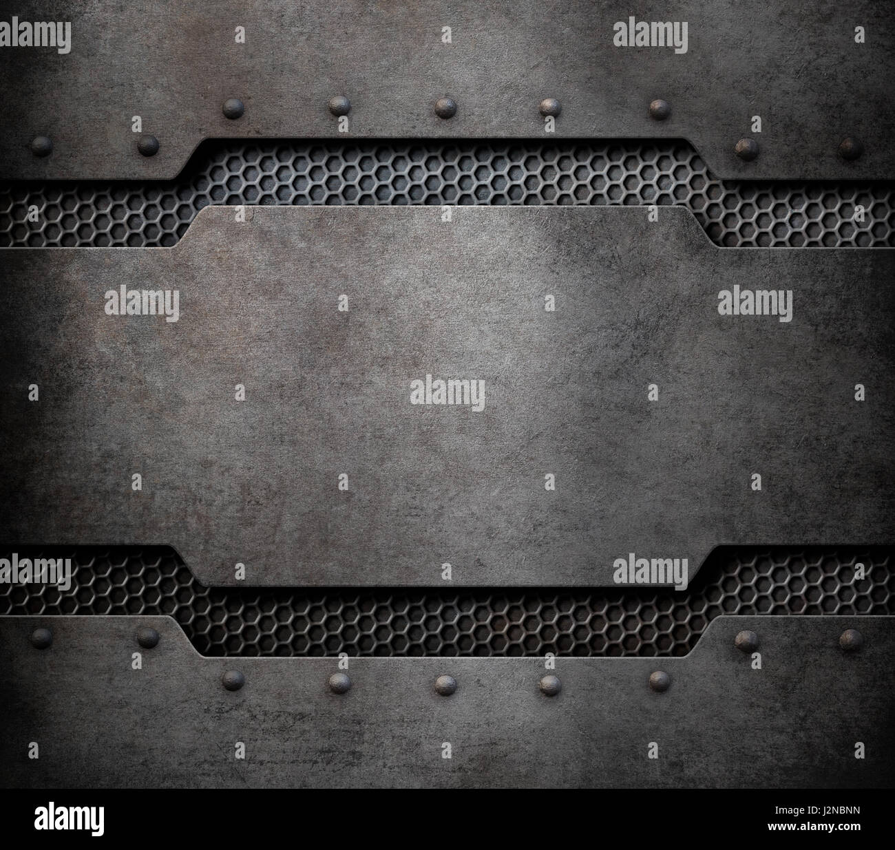 metal plaque background with rivets 3d illustration Stock Photo - Alamy