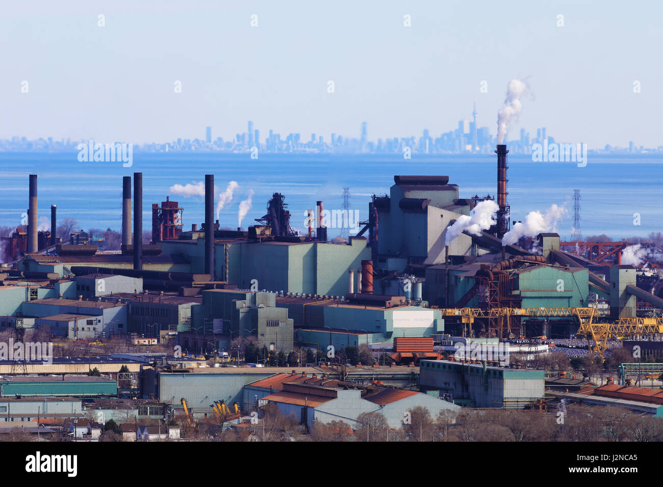 Hamilton from the Niagara escarpment with Toronto skyline Stock Photo ...
