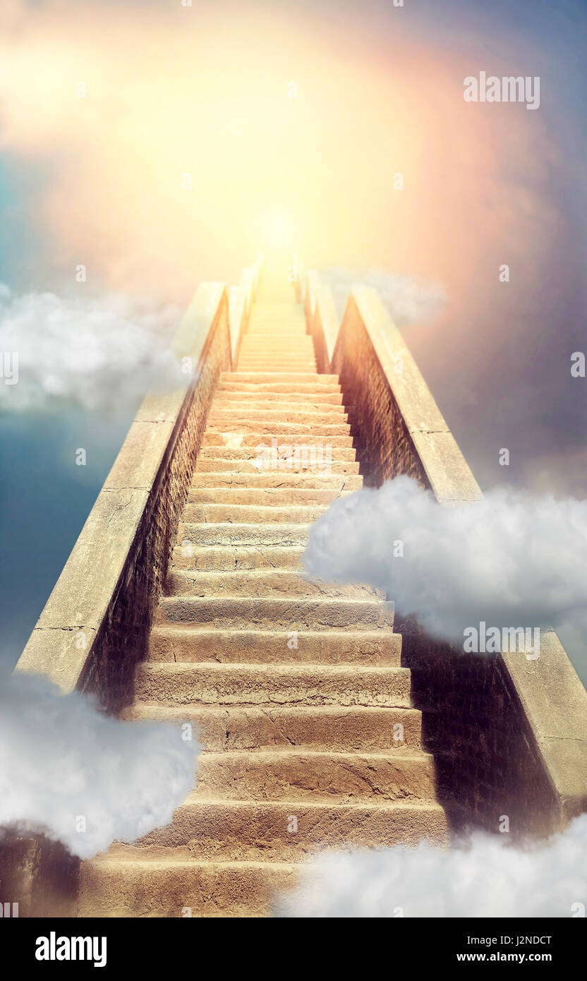 Stairway to heaven concept, holy way to paradise. Heavenly stairway ...