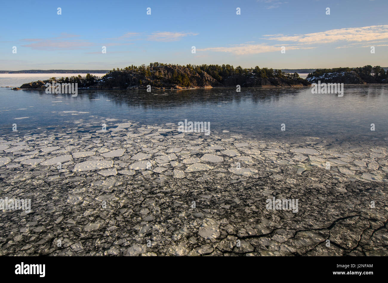 Baltic Sea. Swedish coast. Winter seascape with islands Stock Photo - Alamy