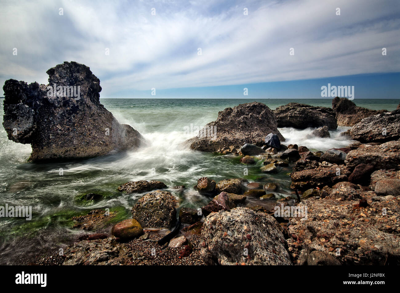 Sea landscape. Old forts and rocky sea edge Stock Photo - Alamy