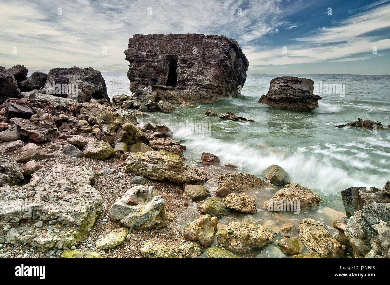 Sea landscape. Old forts and rocky sea edge Stock Photo - Alamy