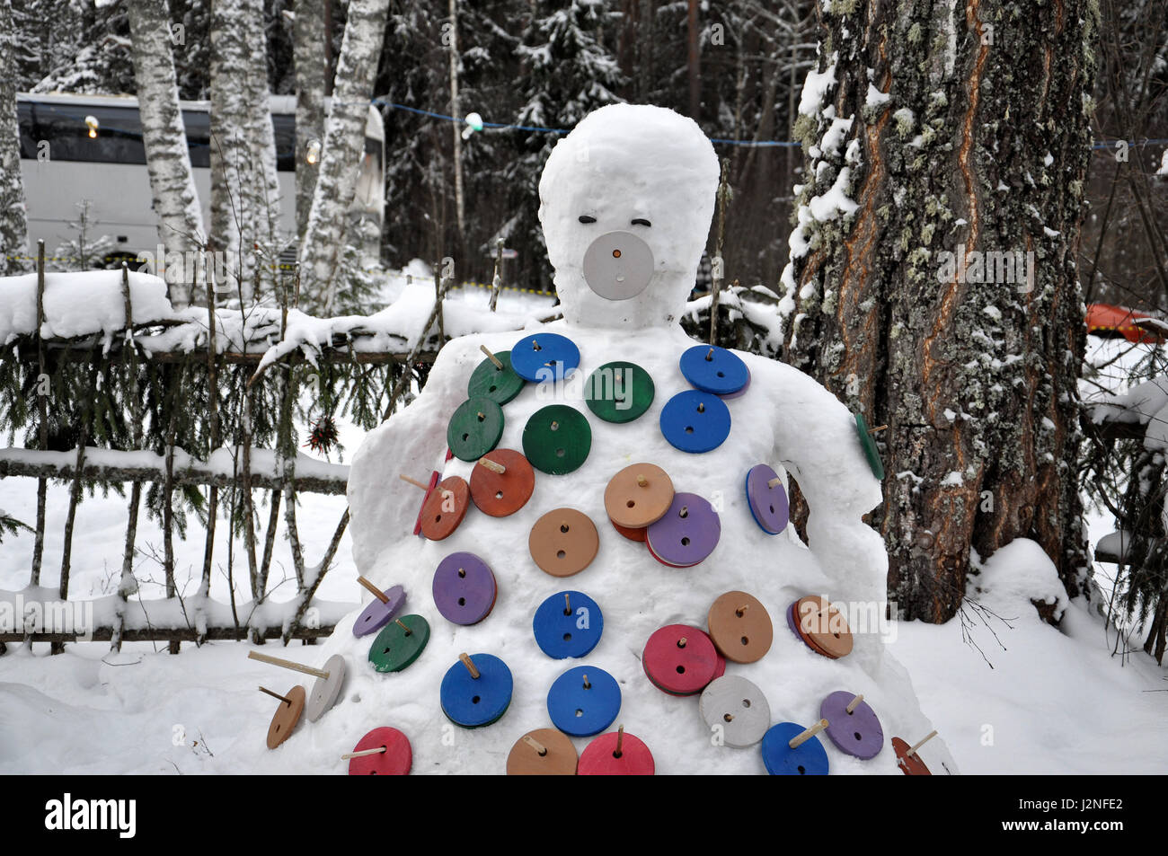 Snowman with a lot of huge buttons Stock Photo - Alamy