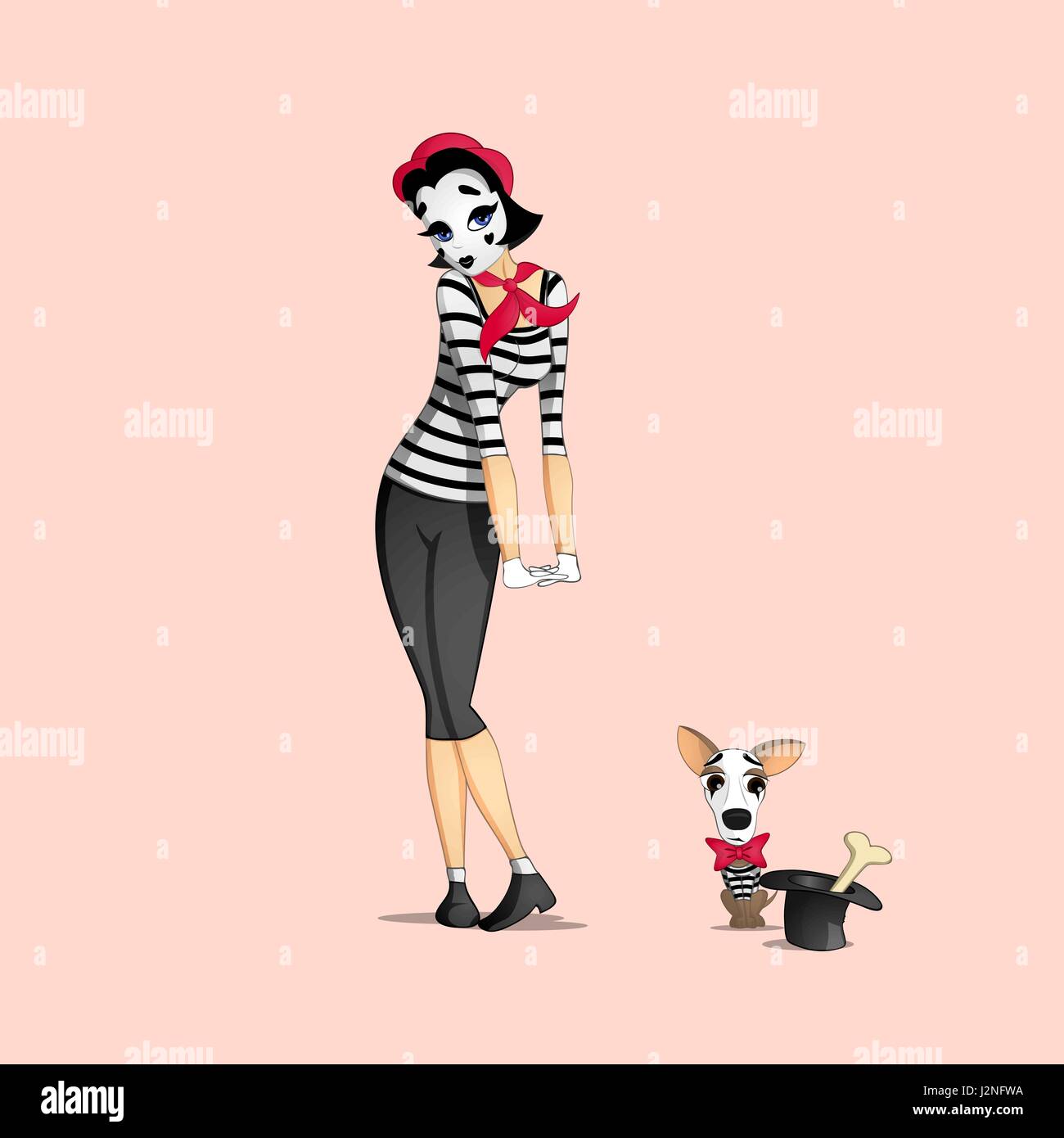 Woman mime in white gloves Stock Vector Images - Alamy