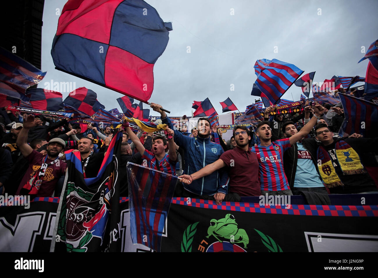 Valencia, Spain. 29th Apr, 2017. Levante's fans after the Spanish La ...