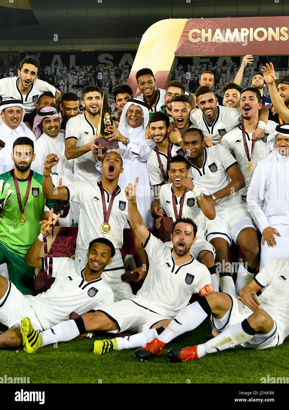 Doha, Al Sadd celebrates with teammates after winning Qatar Cup ...