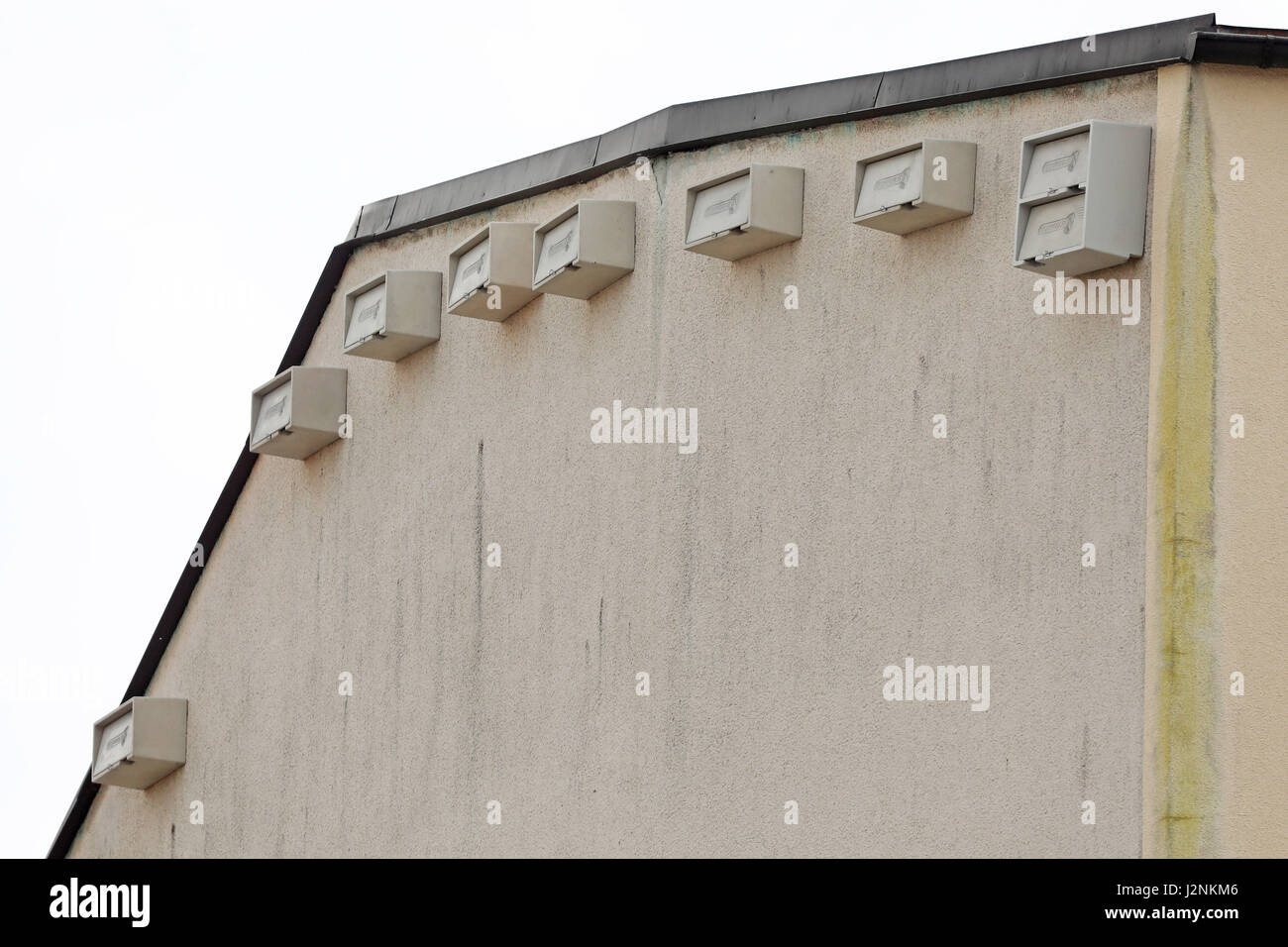 Zwickau, Germany. 27th Apr, 2017. Nesting boxes for swifts can be seen ...