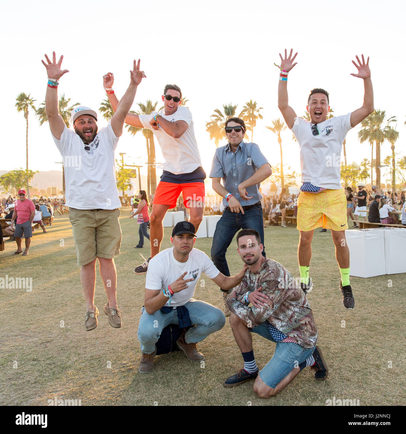 Indio, California, USA. 29th Apr, 2017. Male music fans having fun ...