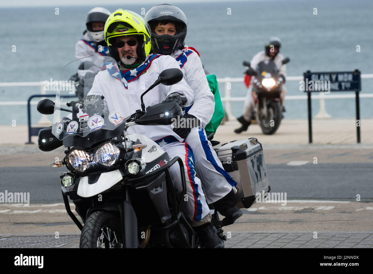 Aberystwyth Wales UK, Sunday 30 April 2017 Motor bikers from the ‘Cymru ...