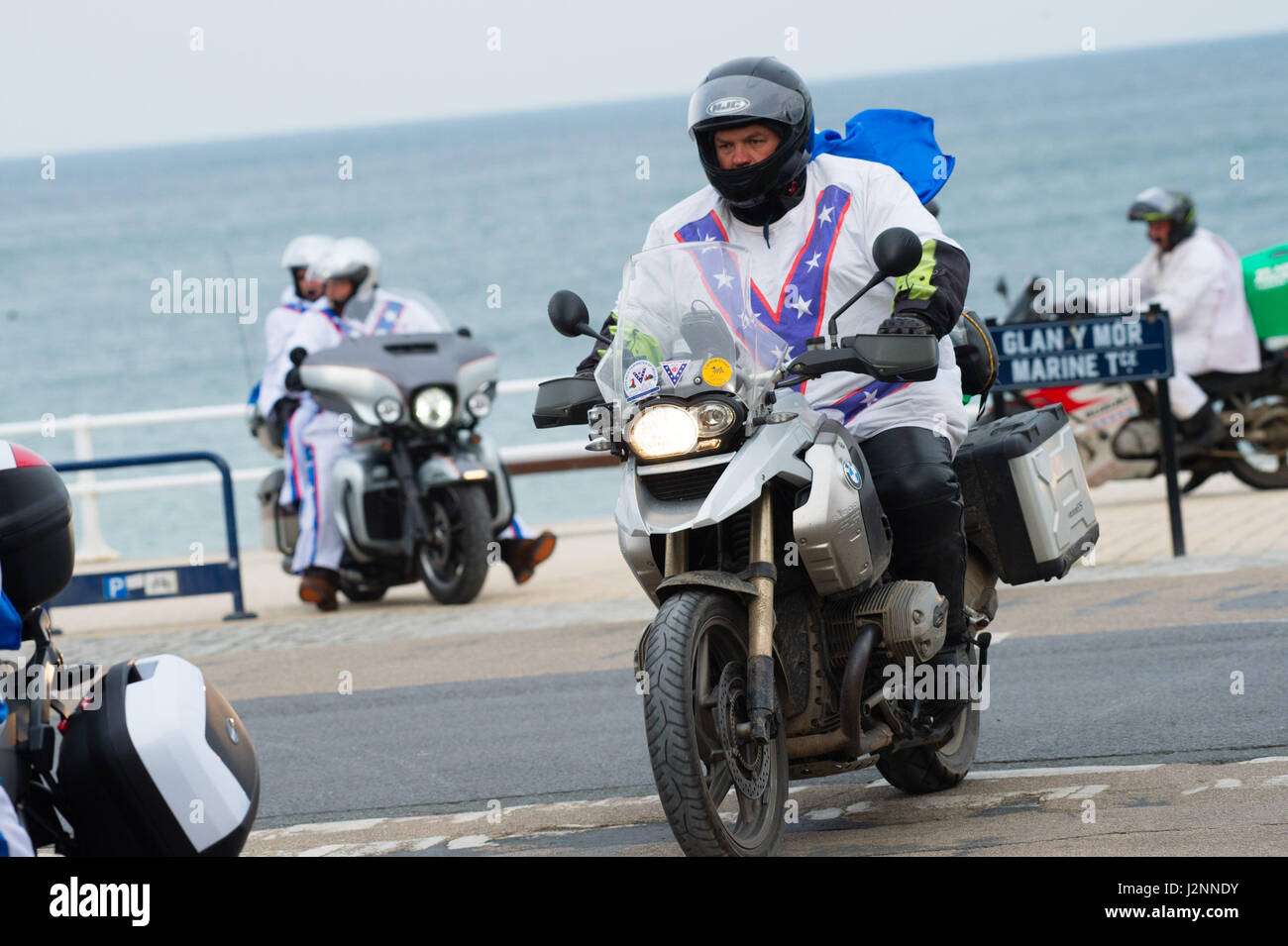 Aberystwyth Wales UK, Sunday 30 April 2017 Motor bikers from the ‘Cymru ...