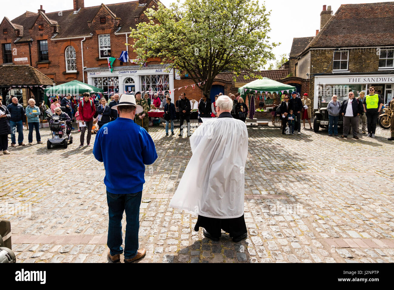 England, Sandwich. Church of England Vicar, Priest conducting the open ...