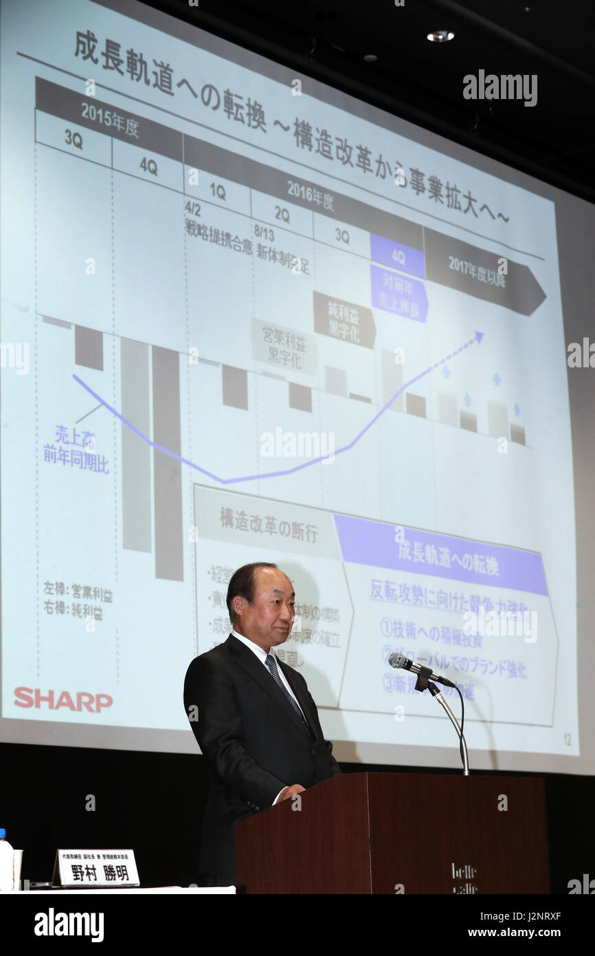 Tokyo, Japan. 28th Apr, 2017. Japan's eleectronics giant Sharp ...