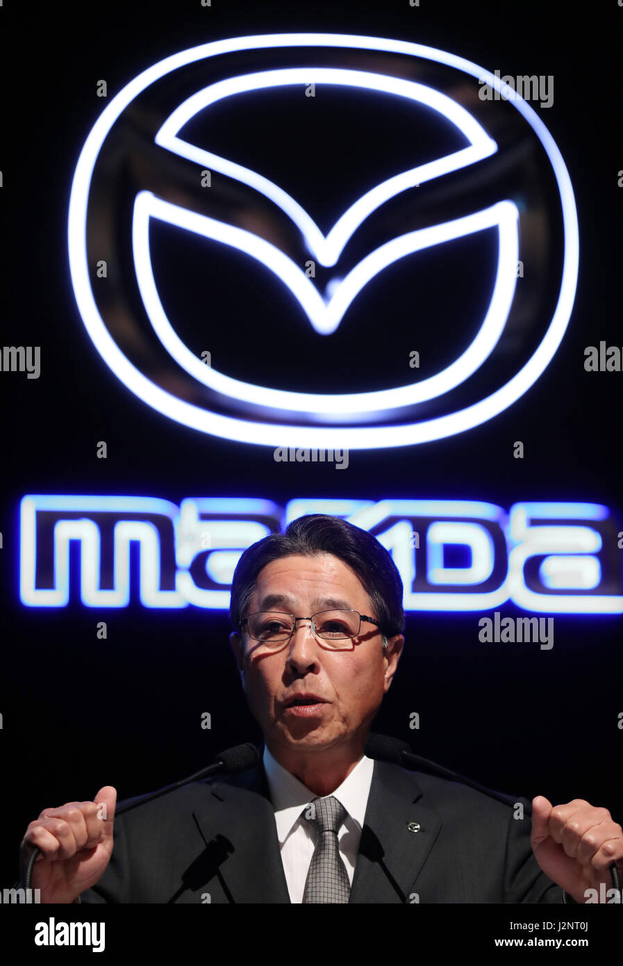 Tokyo, Japan. 28th Apr, 2017. Japan's automobile maker Mazda president ...