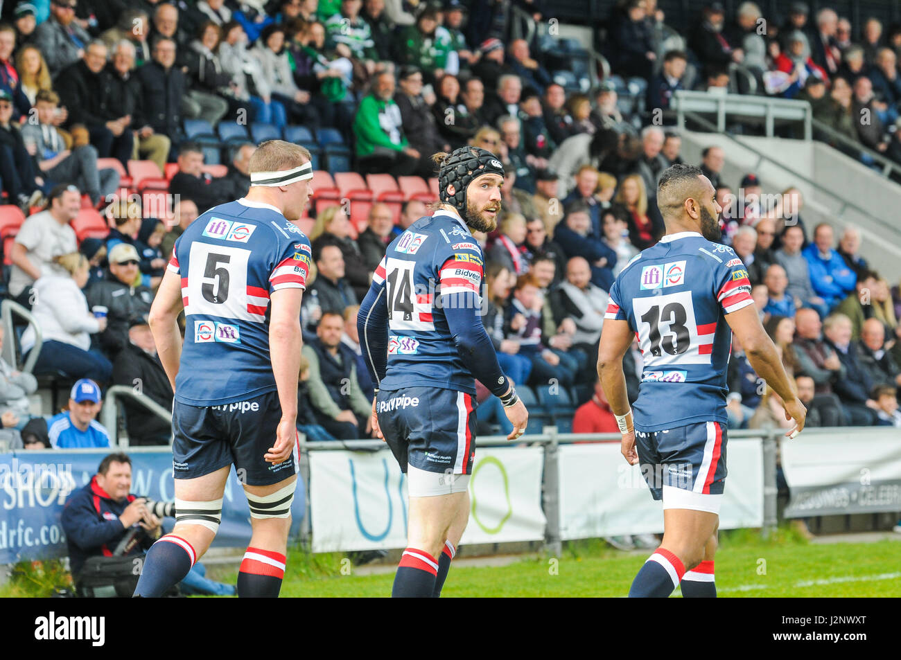 Doncaster, UK. 30th Apr, 2017. Doncaster Knights right wing Douglas ...