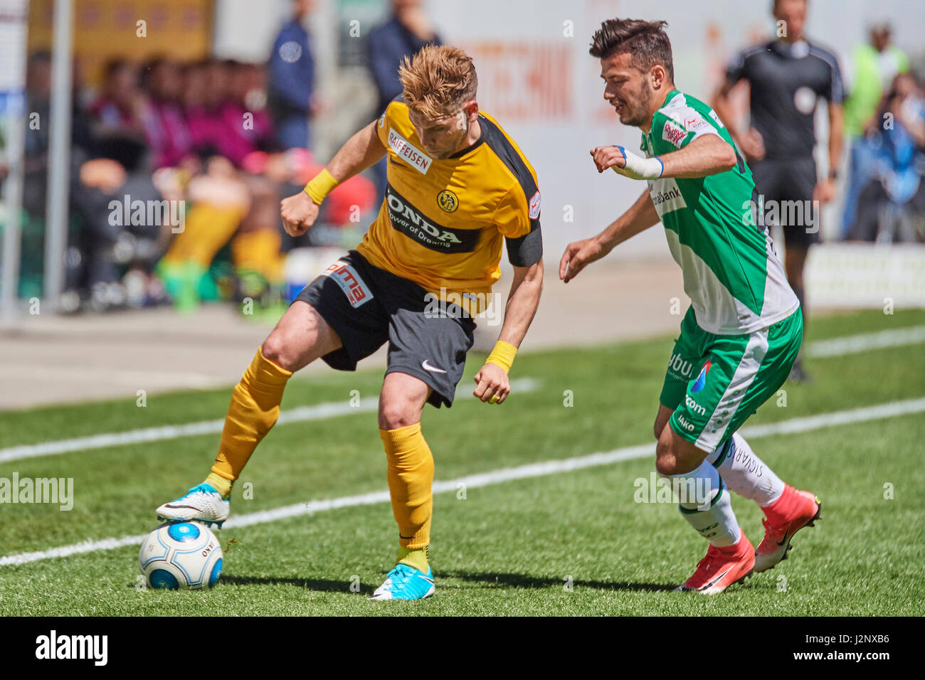 St. Gallen, Switzerland. 30th April 2017. Yoric Ravet and Albian Ajeti ...