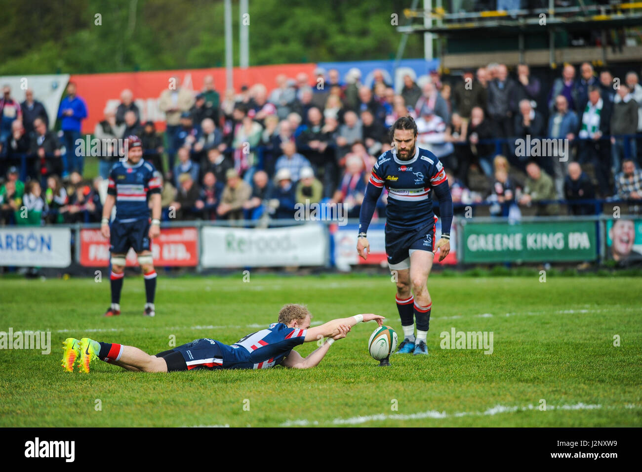 Doncaster, UK. 30th Apr, 2017. Doncaster Knights scrum half Michael ...