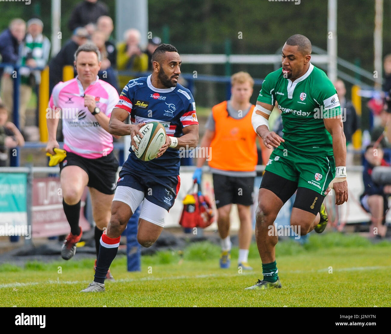 Doncaster, UK. 30th Apr, 2017. Doncaster Knights outside centre Andrew ...