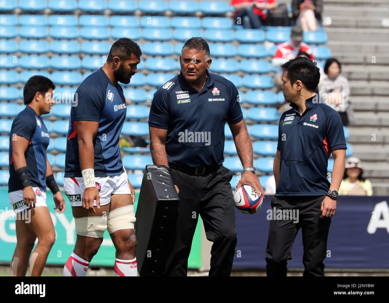 Tokyo, Japan. 29th Apr, 2017. Japan's head coach Jamie Joseph gives a ...