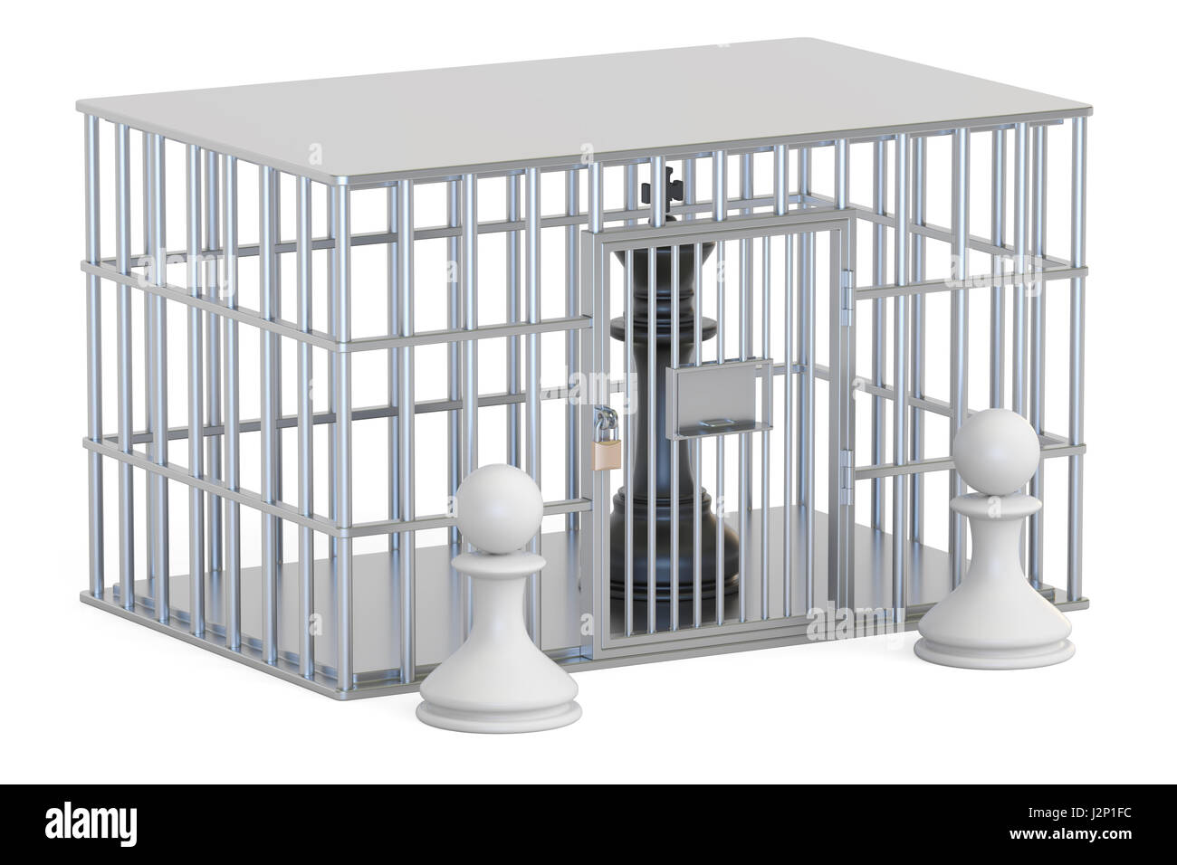 cage, prison cell with chess king. 3D rendering Stock Photo - Alamy