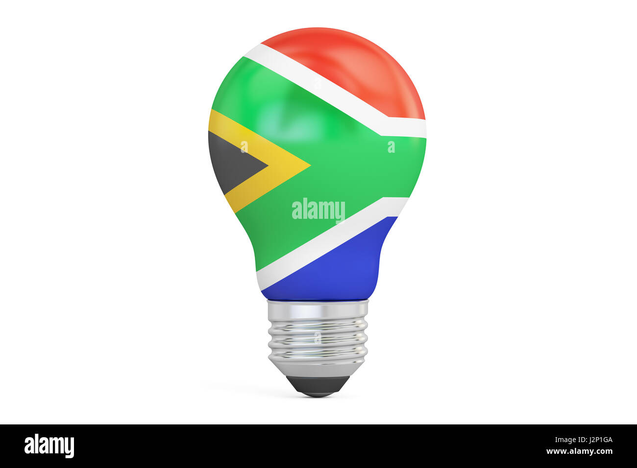 Light bulb with South Africa flag, 3D rendering isolated on white ...