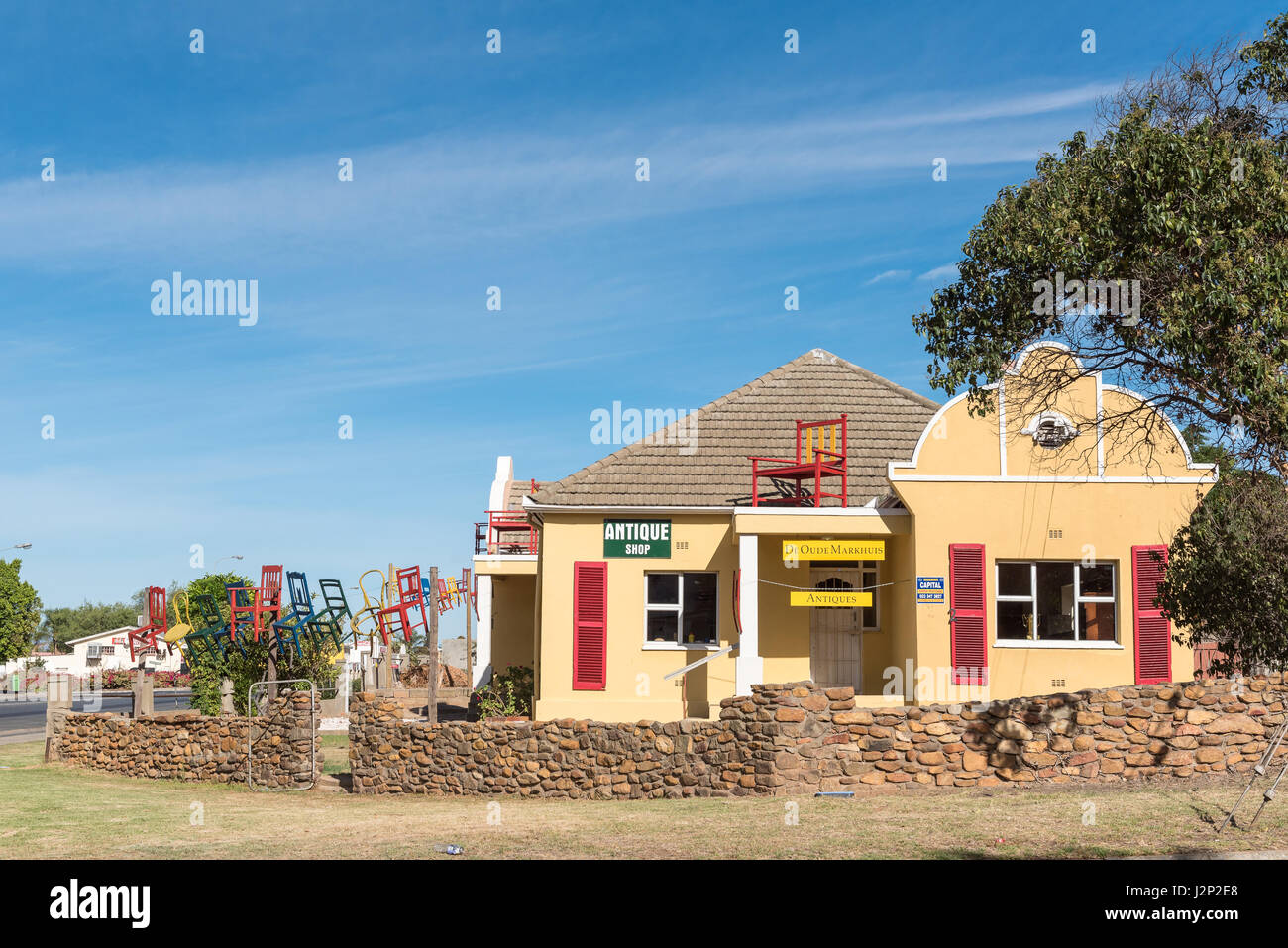 ASHTON, SOUTH AFRICA - MARCH 26, 2017: An antique shop with a display ...