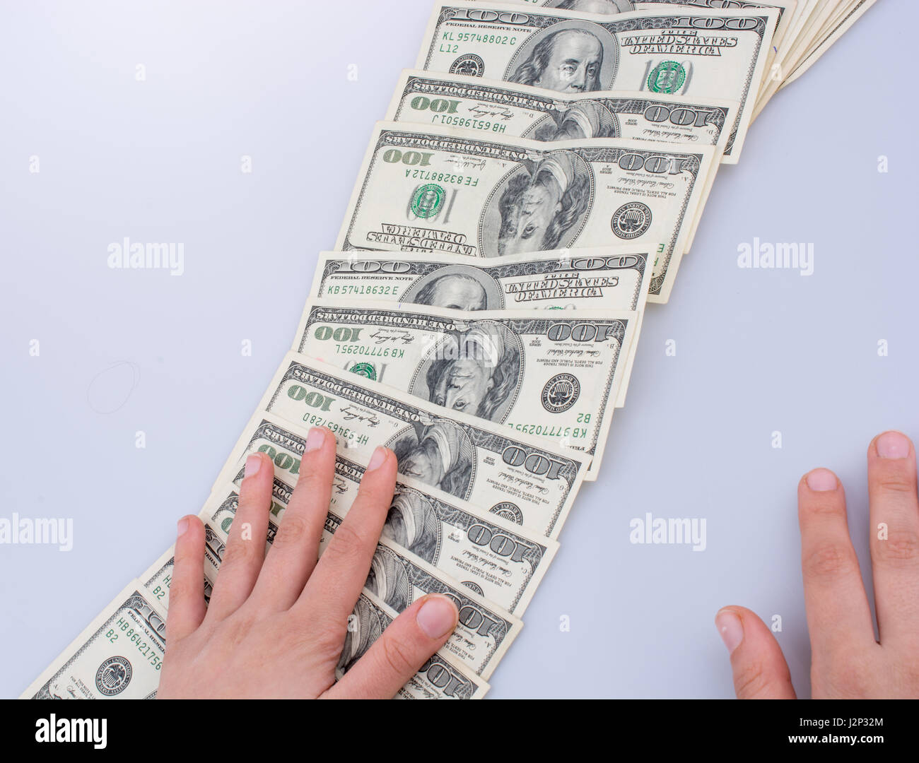 Human hand holding American dollar bill as money isolated on white ...