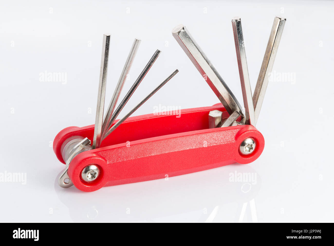 Hex Key Set in red plastic case with 7 keys, on white background Stock ...