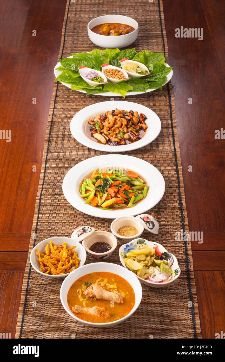 various Thai dishes on display Stock Photo - Alamy