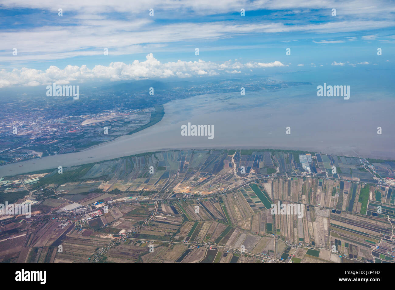 Bangpakong river .Top view from airplane Stock Photo - Alamy