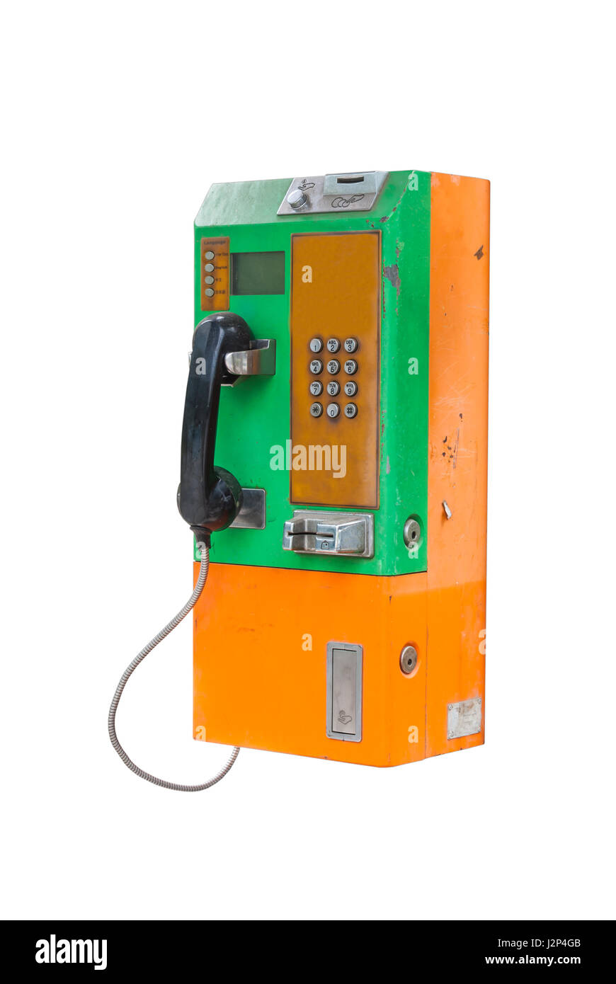 Closeup to Very Old Public Phone in Thailand, Isolated Stock Photo - Alamy